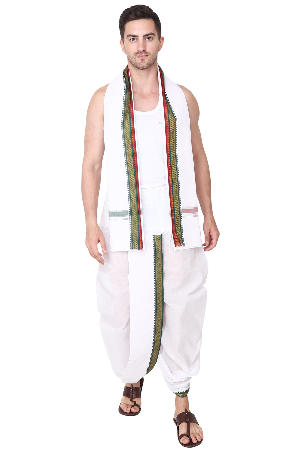 Pure Cotton Ready to Wear Stitched Velcro Dhoti for Men – Rameshwaram ...